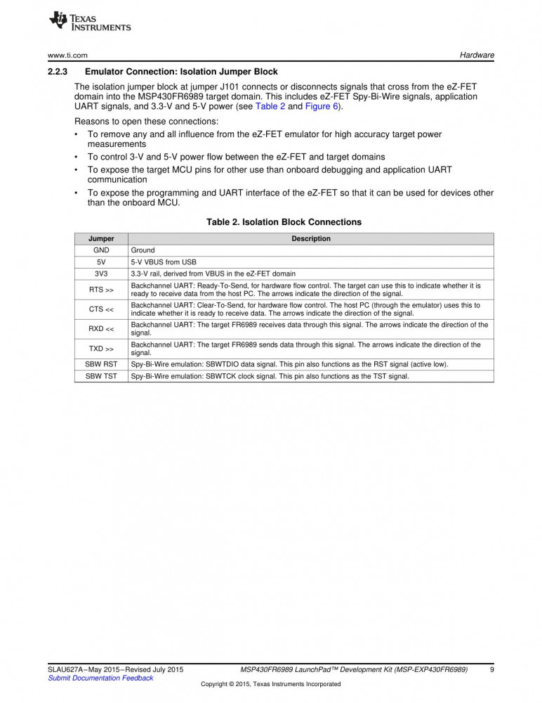MSP-EXP430FR6989 document preview, page 9