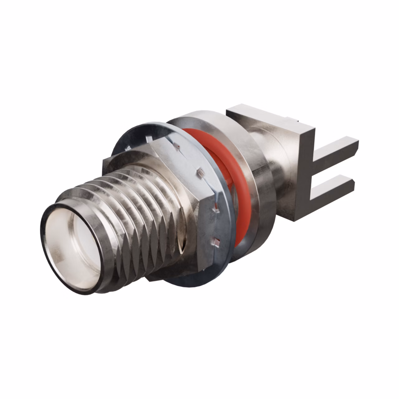 SMA Jack, Straight, Bulkhead Receptacle, PCB, Edge Mount, Brass Body, Nickel (Ni) Plated, Tray, 50 Ohms for sale