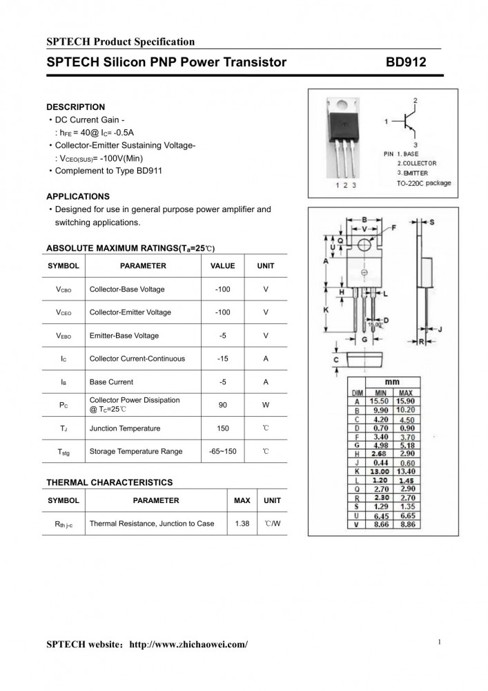 BD912 technical document page 1