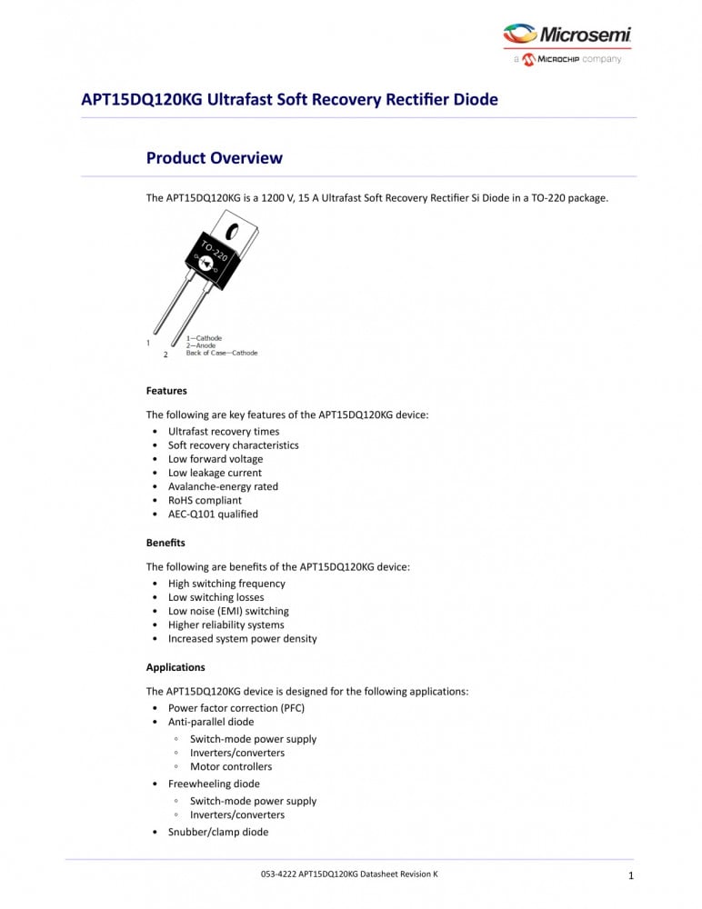 APT15DQ120KG datasheet page 1