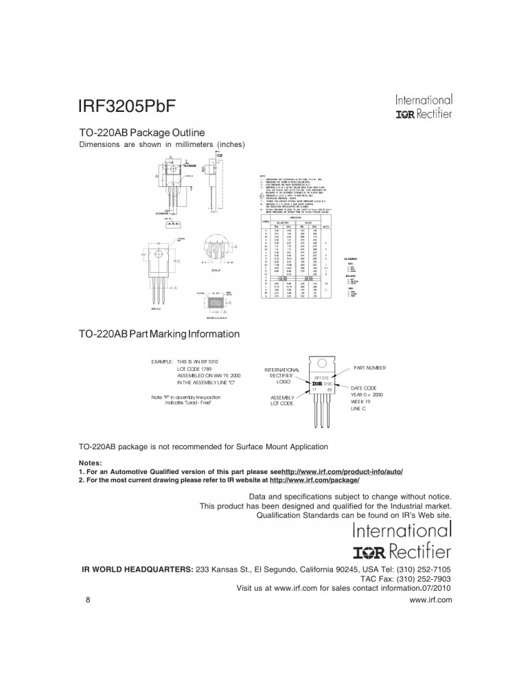IRF3205PBF datasheet page 8