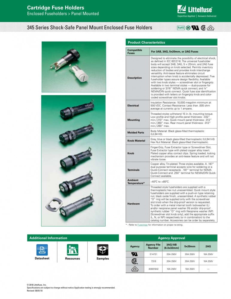 Littelfuse 345 Series technical document page 1