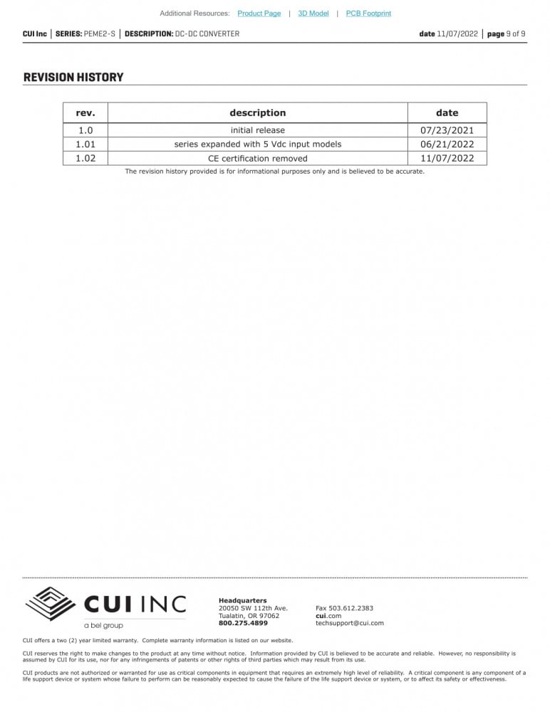 PEME2-S series datasheet page 9