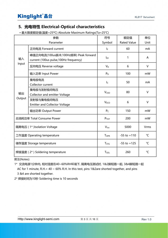 KL817 datasheet page 3
