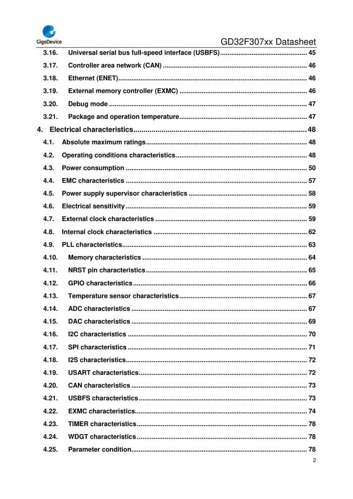GD32F307xx datasheet page 3