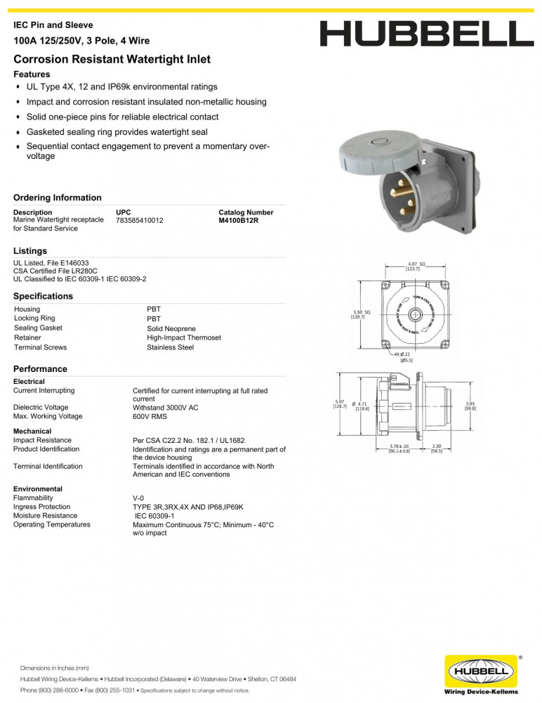 Burndy M4100B12R product document preview
