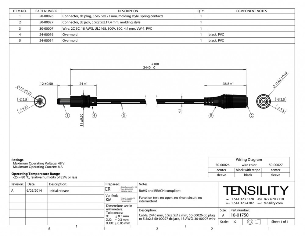 Tensility International 10-01750 product drawing