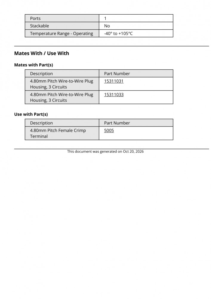 Technical document image 3 for MOLEX 15311032