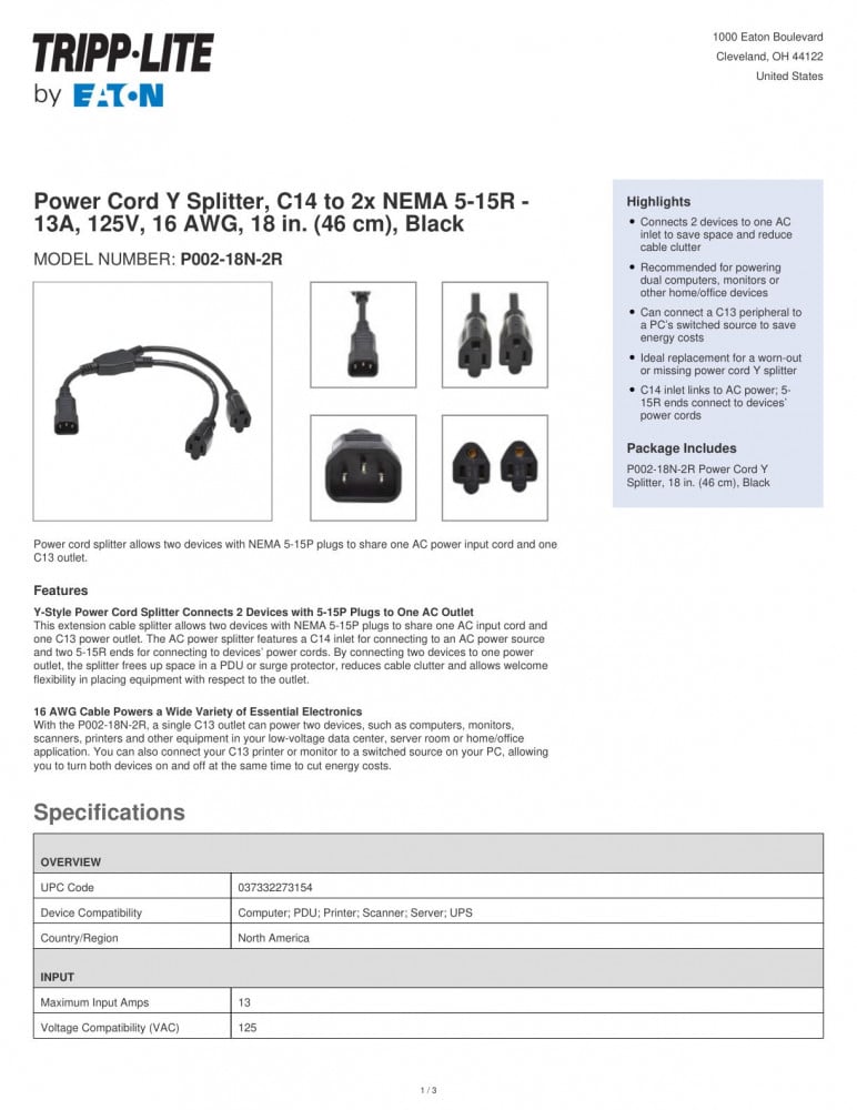 P002-18N-2R technical document page 1