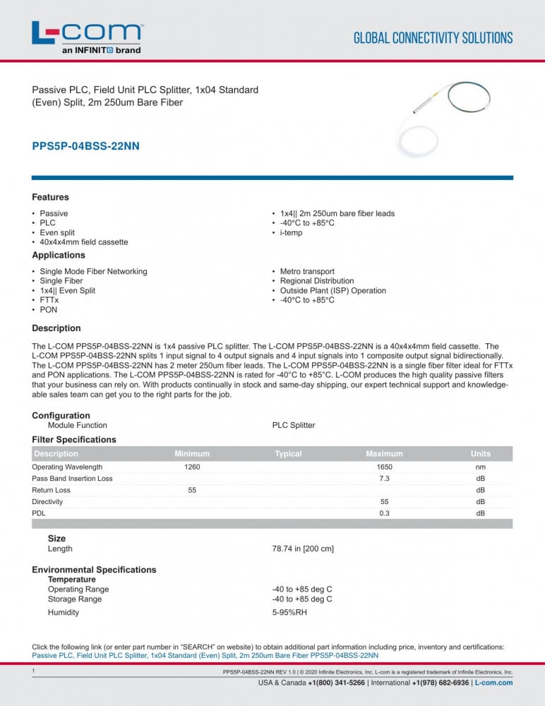 PPS5P-04BSS-22NN product documentation page 1