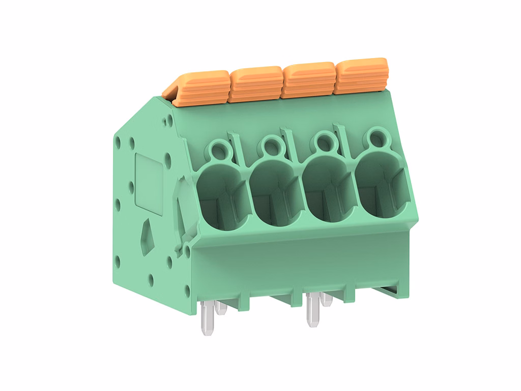 7.50mm Pitch Lever Activated Fixed Mount PCB Terminal Block, 35° Wire Entry, Left Front Terminal, 4 Circuits for sale
