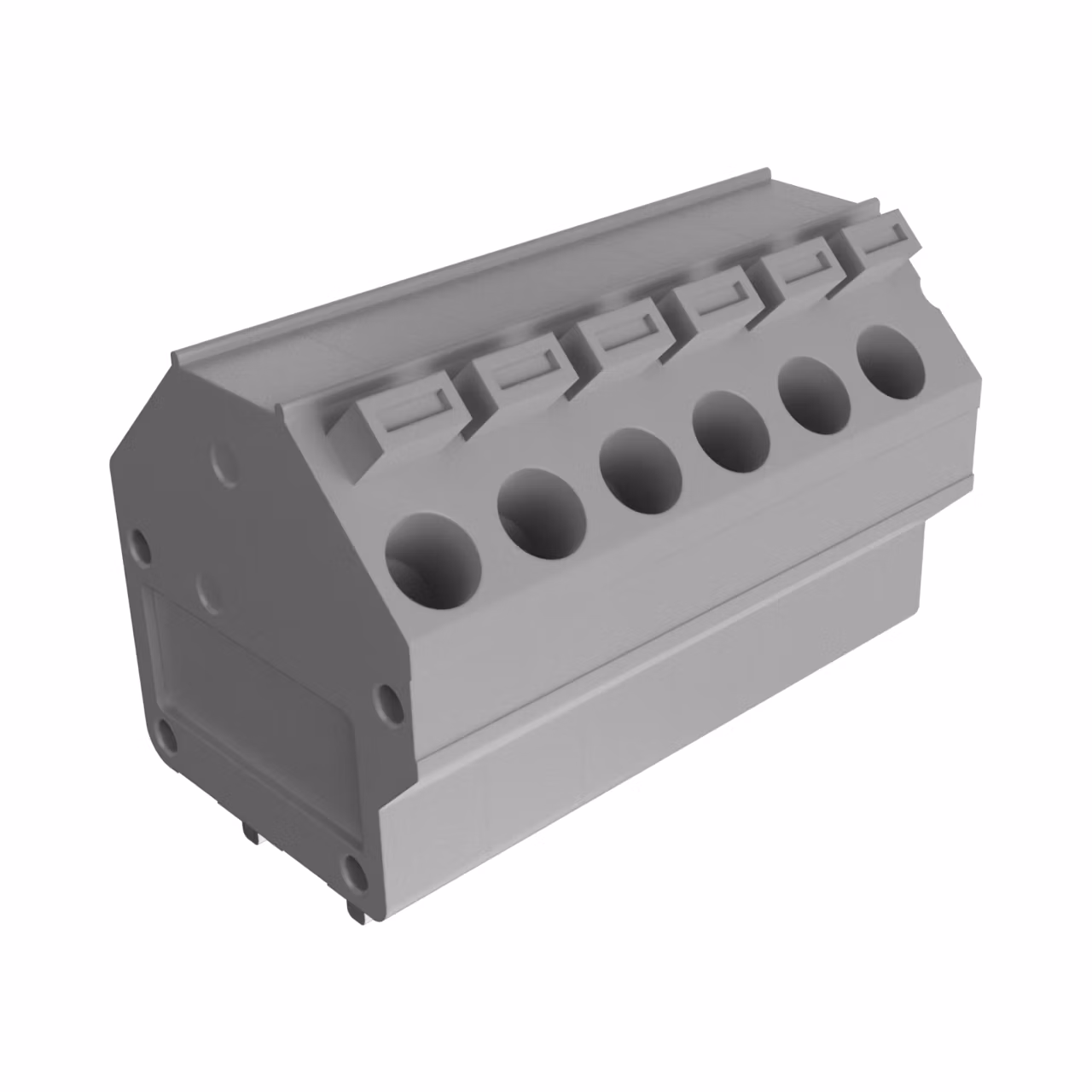 5.00mm Pitch, Eurostyle Fixed-Mount Push-Button Terminal Block, 45° Modular Luminaire, 10A, 26-14 AWG, Light Gray, 6 Circuits for sale