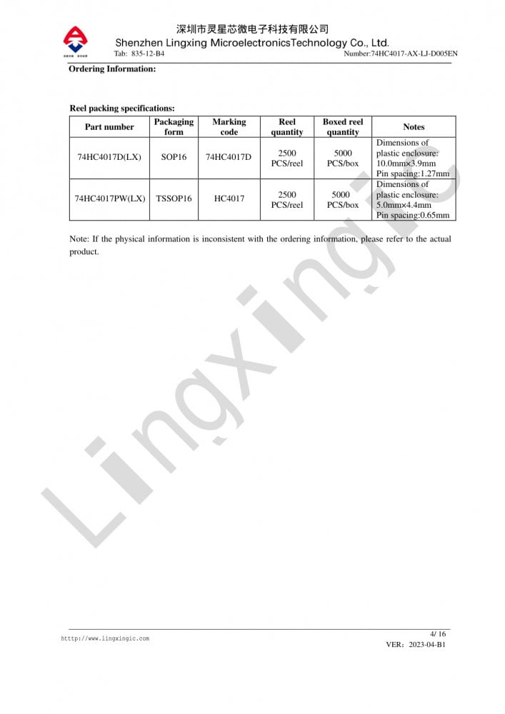 74HC4017D(LX) datasheet page 4