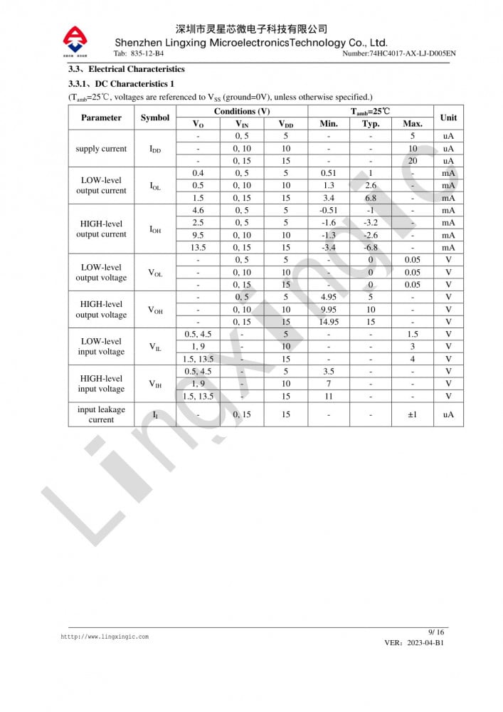 74HC4017D(LX) datasheet page 9