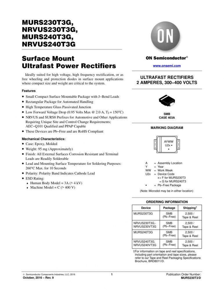 NRVUS240VT3G datasheet page 1