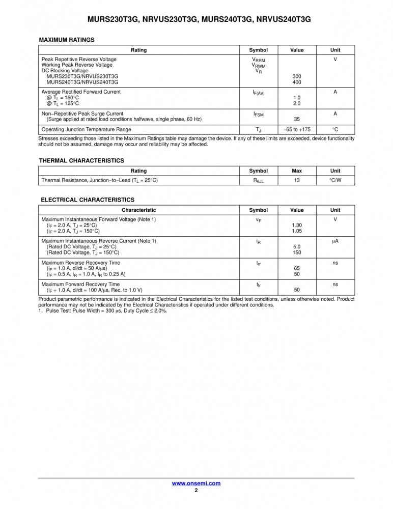 NRVUS240VT3G datasheet page 2