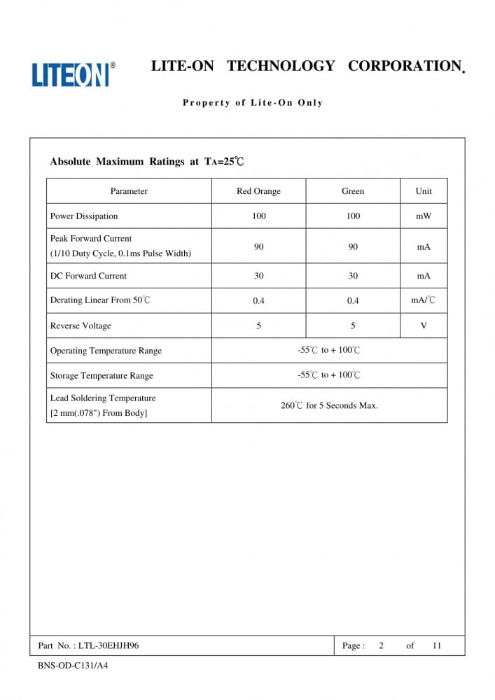 LTL-30EHJH96 datasheet page 3