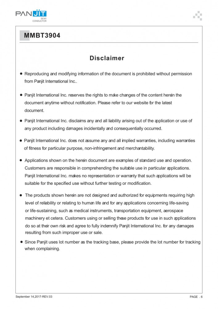 PANJIT MMBT3904 datasheet page 6