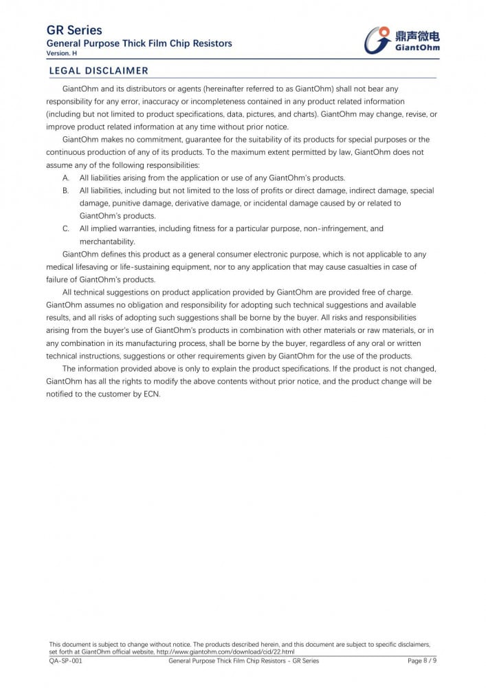 GiantOhm GR series datasheet page 8