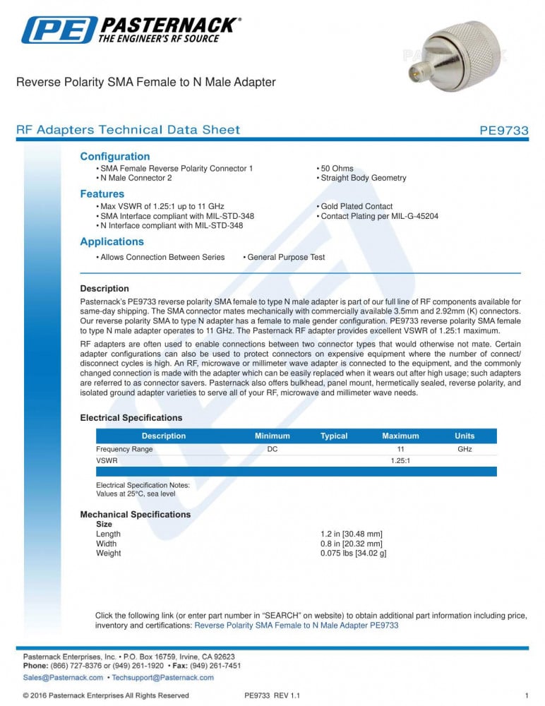PE9733 technical document page 1
