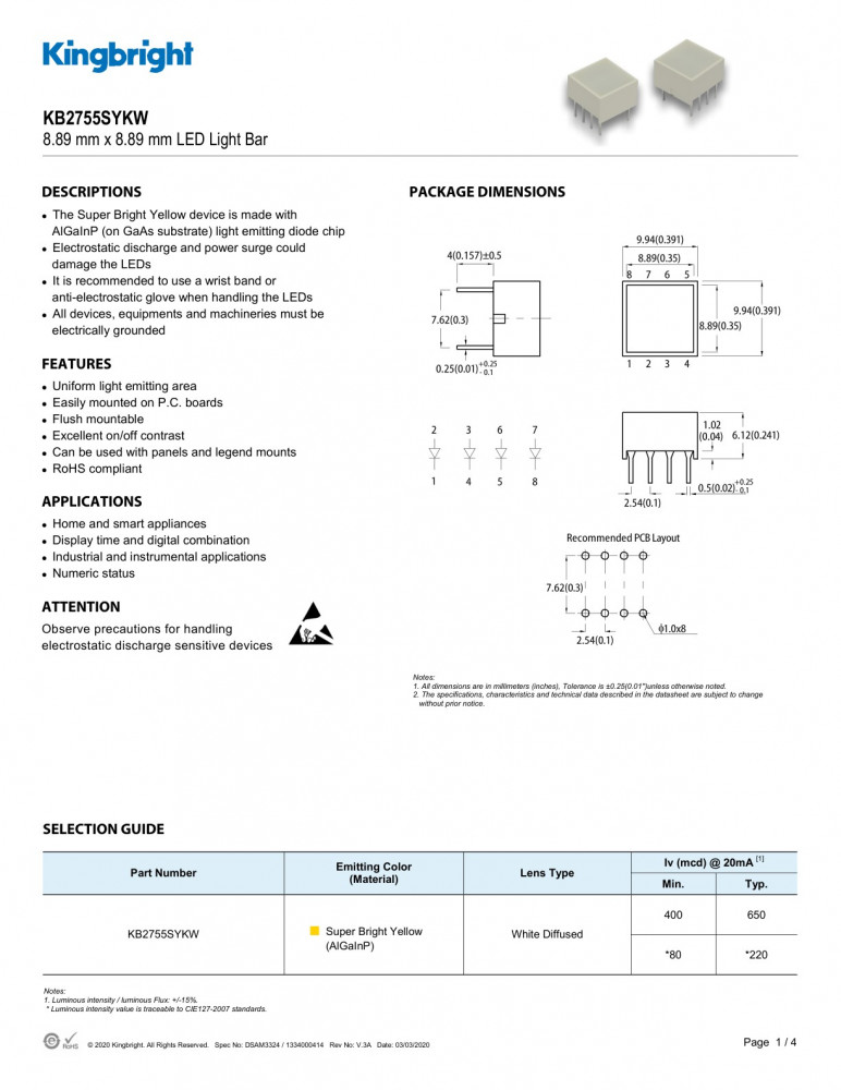 KB2755SYKW datasheet page 1
