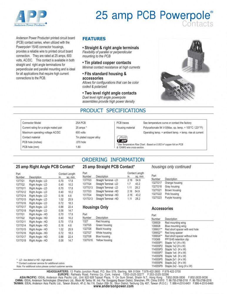 Anderson Power 1377G14 datasheet page 1