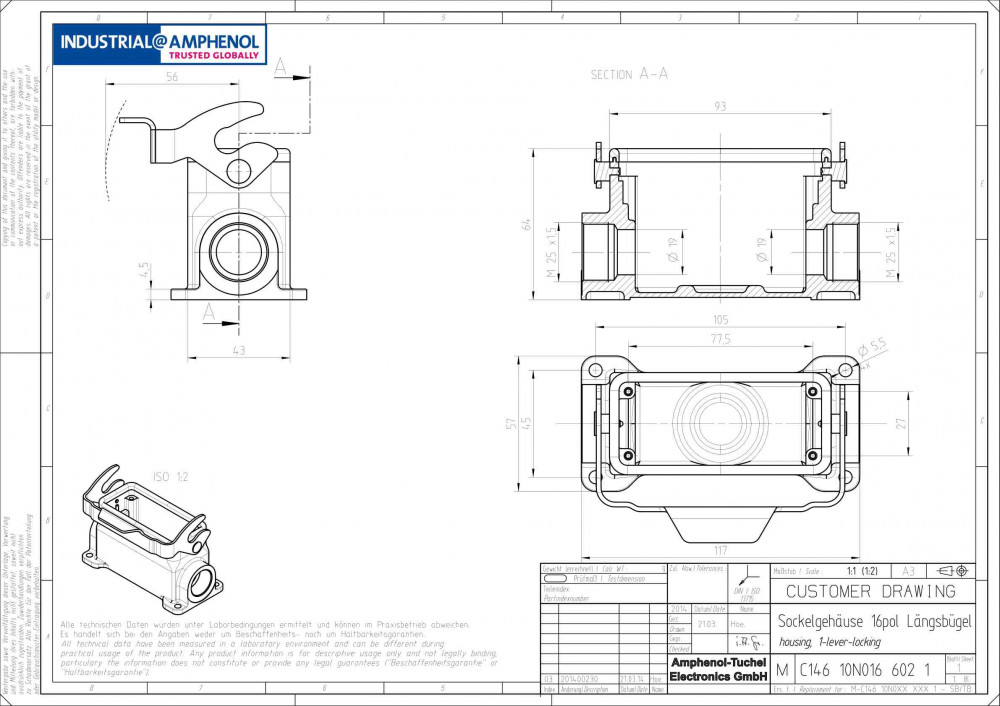 Amphenol C14610N0166021 customer drawing