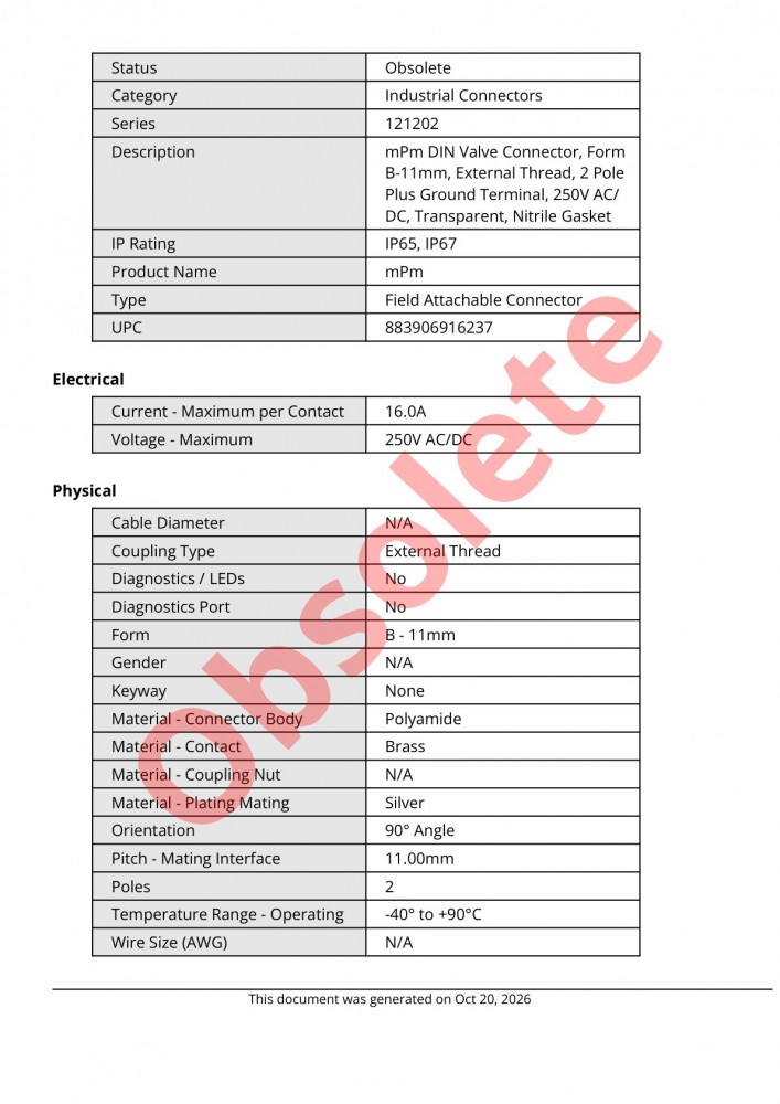 DIN valve connector specification document preview, page image 2