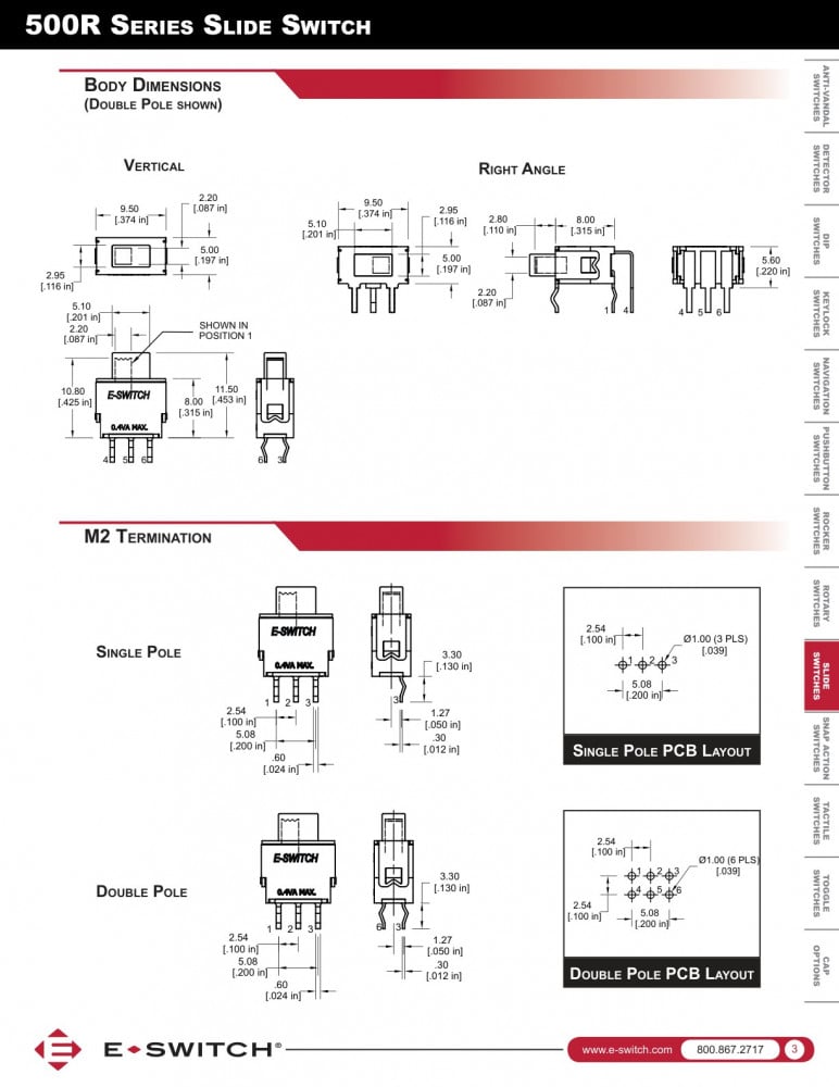 500R Series body dimensions and termination drawings