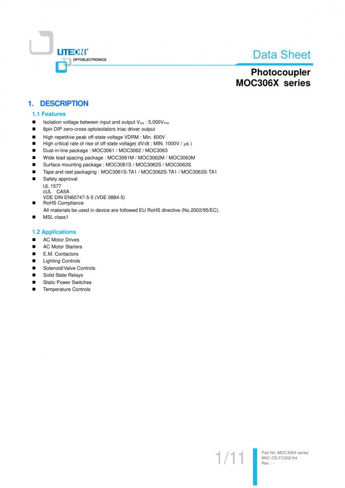 MOC306X datasheet page 2