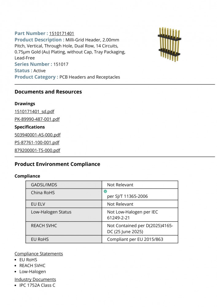 Molex technical document page 1
