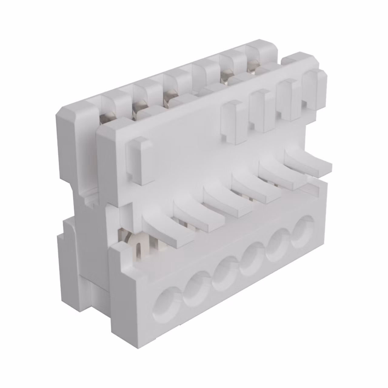 Appli-Mate RAST 2.5 Female Connector, 2.50mm Pitch, 6 Circuits, Positions B & C Removed, Open Endwalls, Circuit 4 Voided for sale