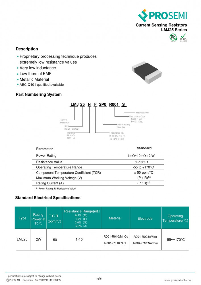 LMJ25NF2P0R009 technical document page 1