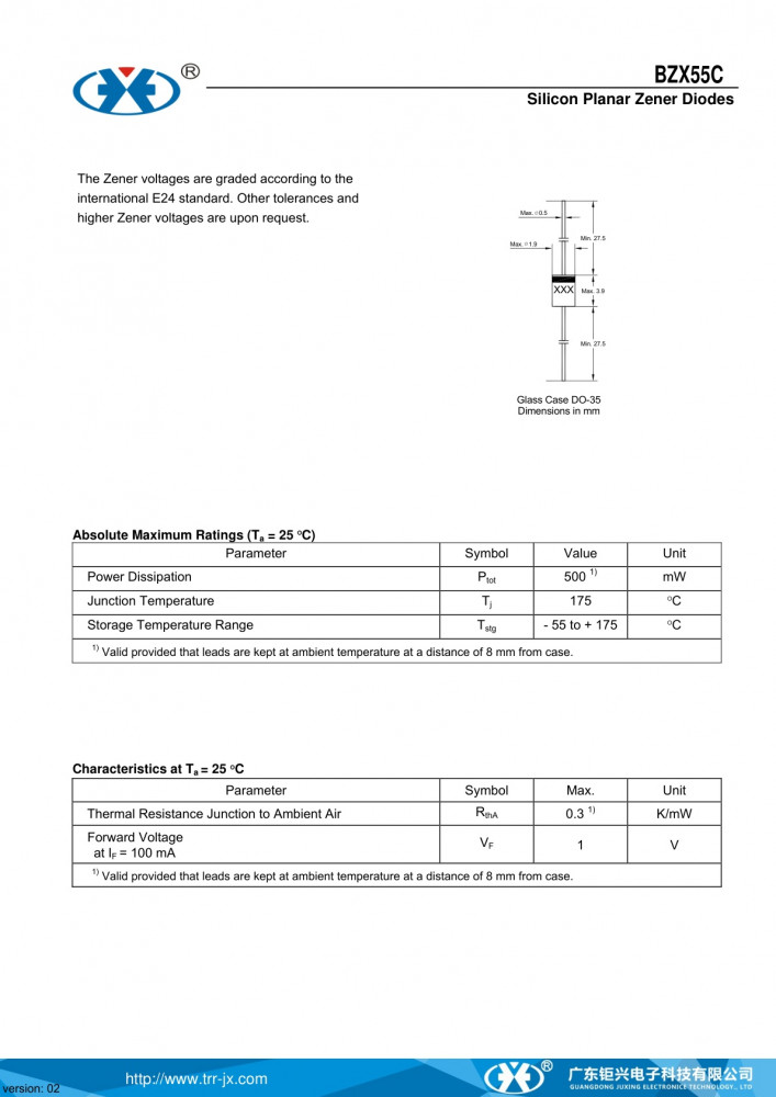 BZX55C6V2 datasheet page 1