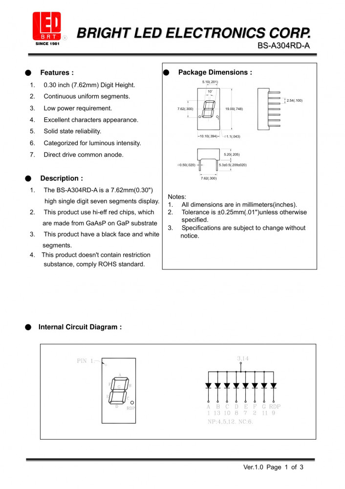 BS-A304RD-A technical documentation page 1