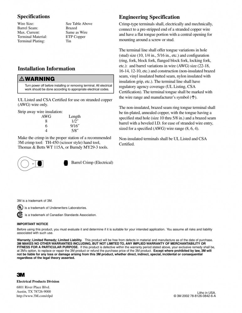3M Specialty Terminals datasheet page 2