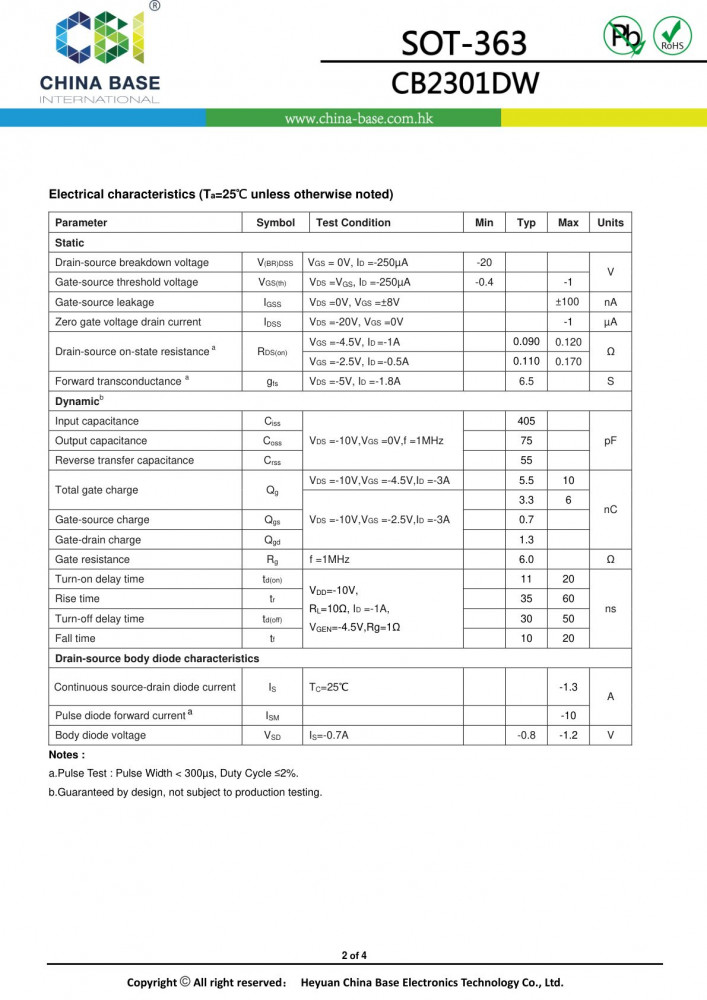 CB2301DW datasheet page 2