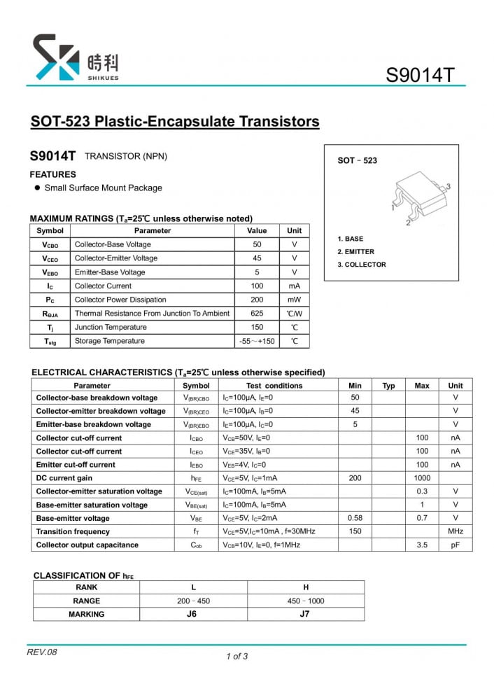 S9014T datasheet page 1