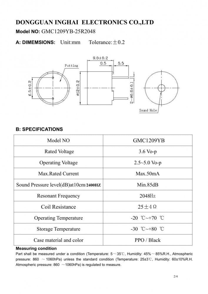 GMC1209YB-25R2048 dimensional drawing and specifications