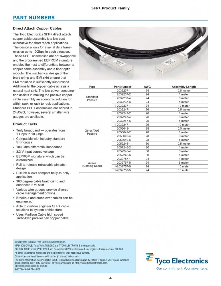 TE Connectivity SFP+ technical document page 4