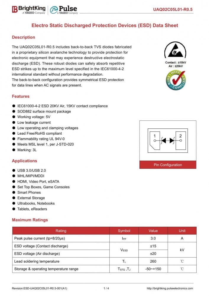 UAQ02C05L01-R0.5 technical document page 1