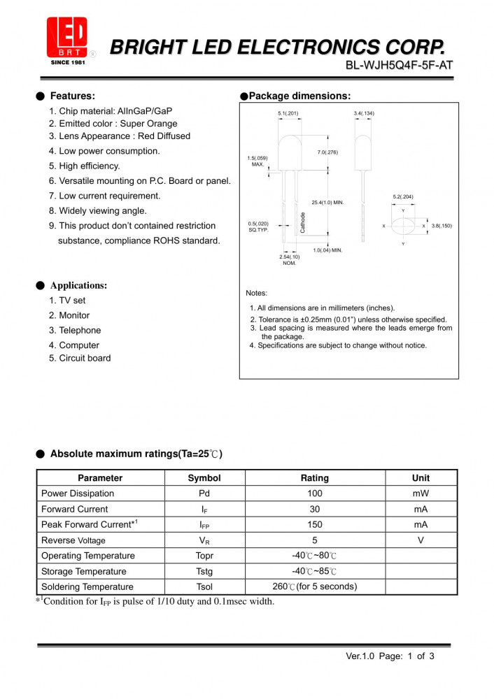 BL-WJH5Q4F-5F-AT datasheet page 1