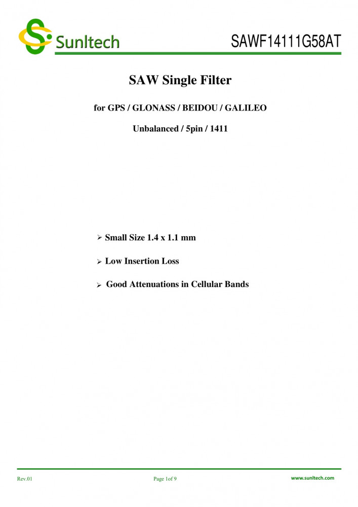 SAWF14111G58AT datasheet page 1