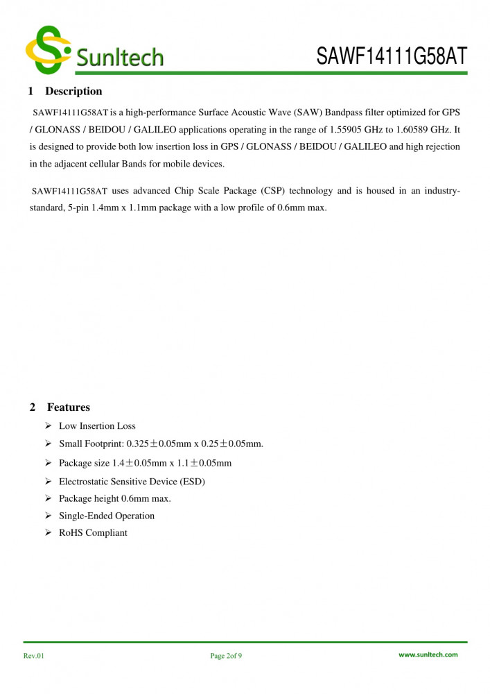 SAWF14111G58AT datasheet page 2