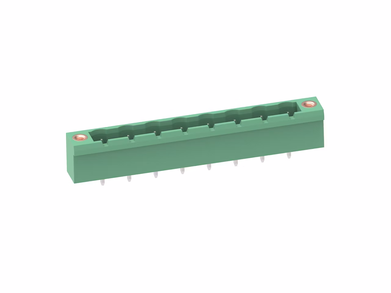 11.10mm Pitch, Dual Row, Dual-Barrier Terminal Strip, with Mounting Ends, Black, Steel Screws, 2 Circuits