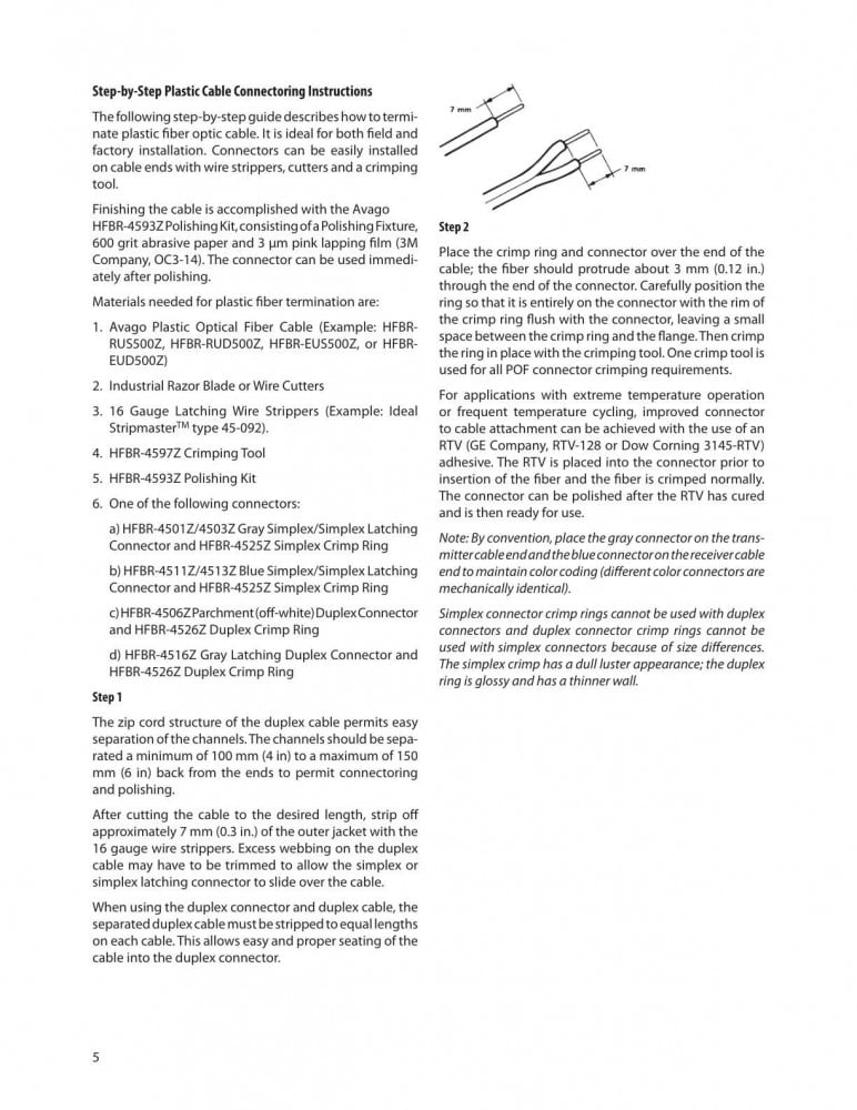 HFBR-4522Z technical document page 5