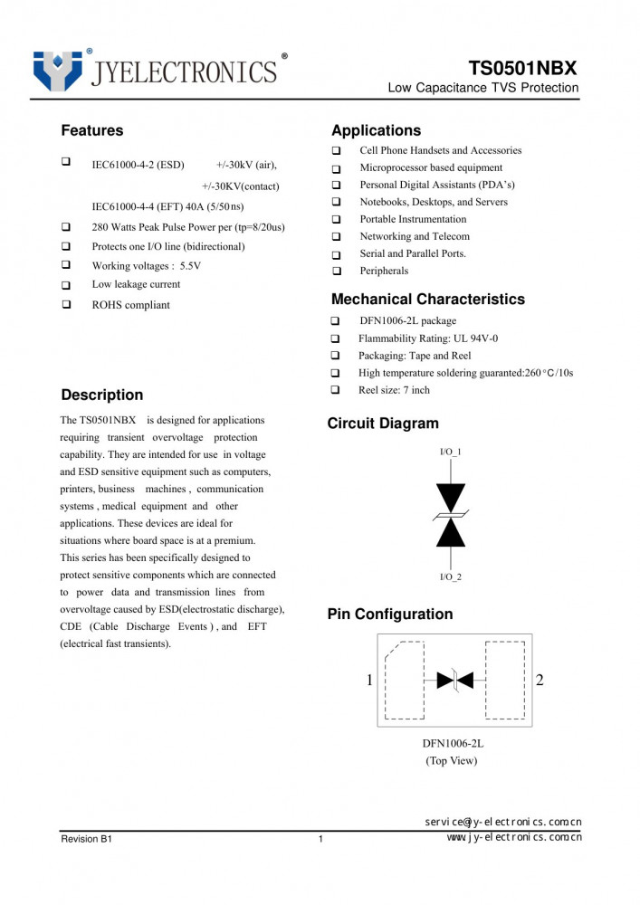 TS0501NBX datasheet page 1