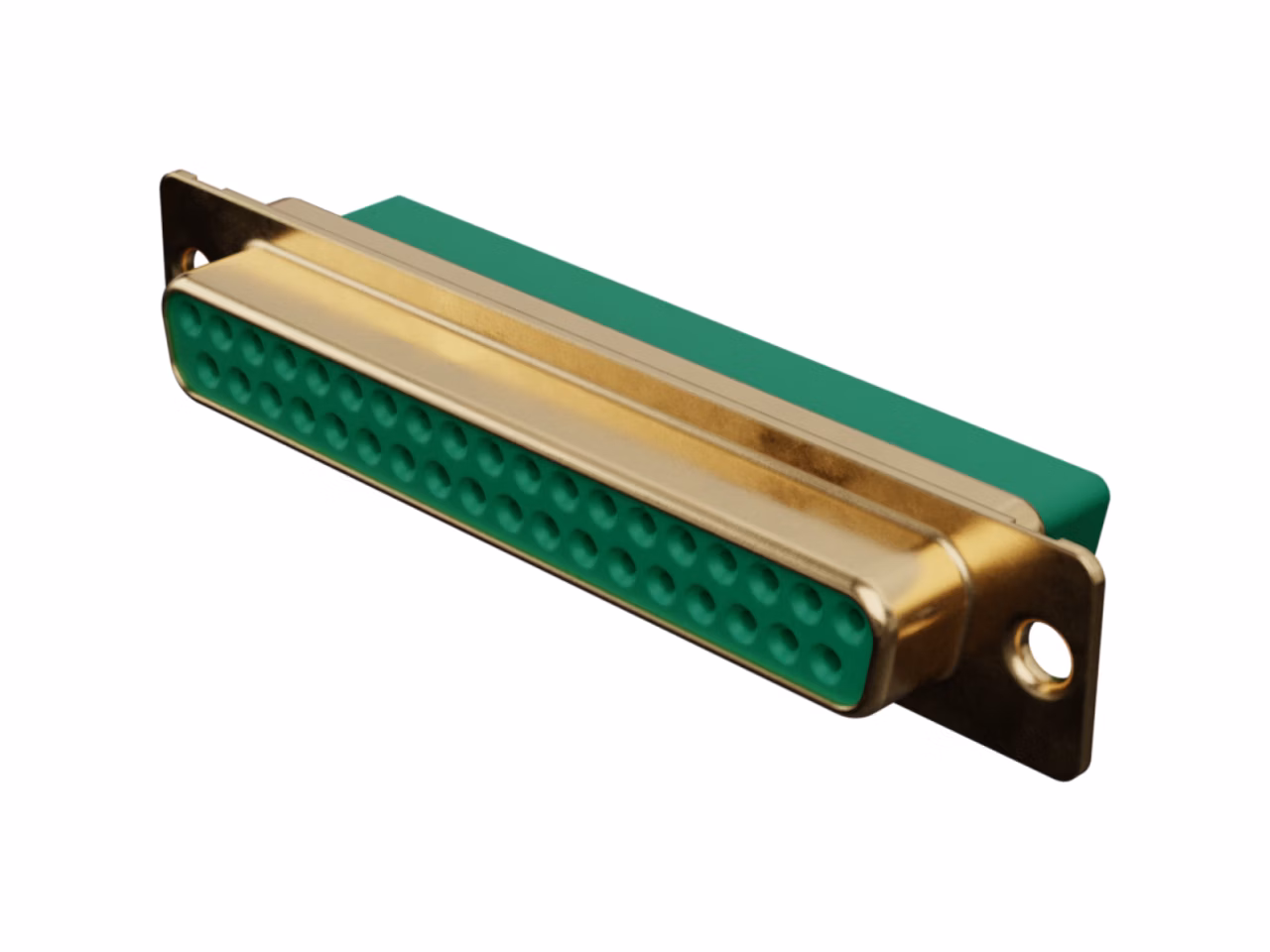 FCT Standard-Density D-Sub Crimp Housing, Female, Gold Plated Shell without Dimples, 37 Circuits, Green Front and Rear Insulator, Crimp Contacts Not Included for sale