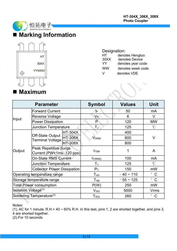 HT-3061 datasheet page 4