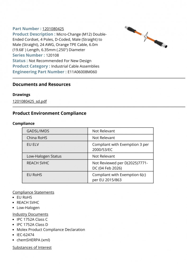 Molex 1201080425 document page 1